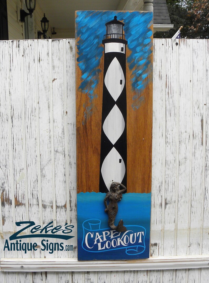 Cape Lookout Lighthouse Hand Painted Sign Original Beach | Etsy