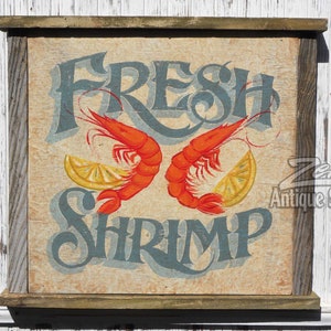 Shrimp Sign Hand Lettered Wooden Sign With Shrimp Art. | Etsy