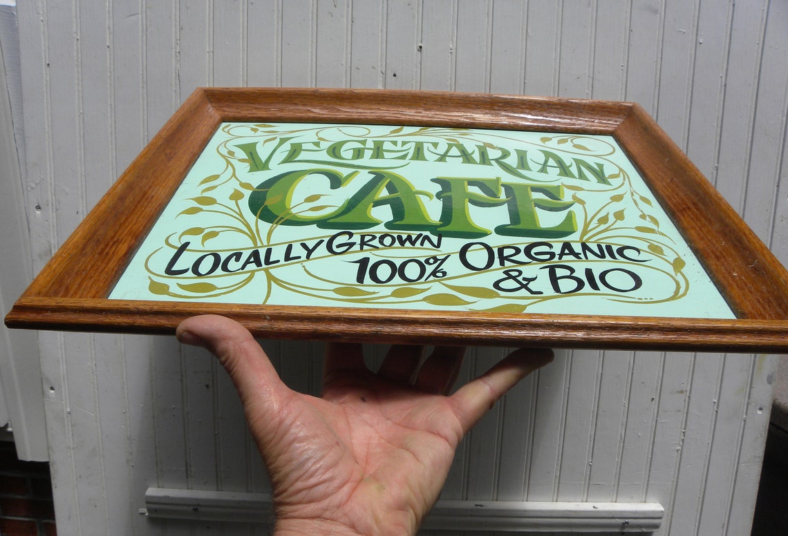 Vegetarian Cafe Sign | Hand Painted Cafe Art | Store | Food Truck Sign ...