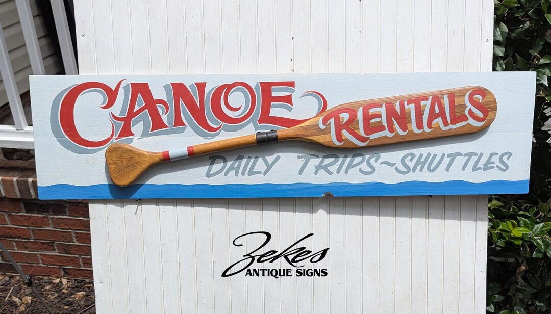 Canoe Rental Sign Wooden Handmade Paddle Hand Lettered - Etsy