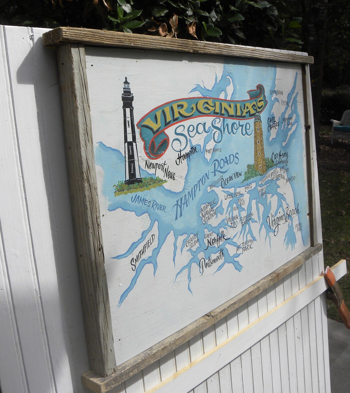 Virginia Seashore Map Art Sign| Original Hand Painted Beach House Decor ...