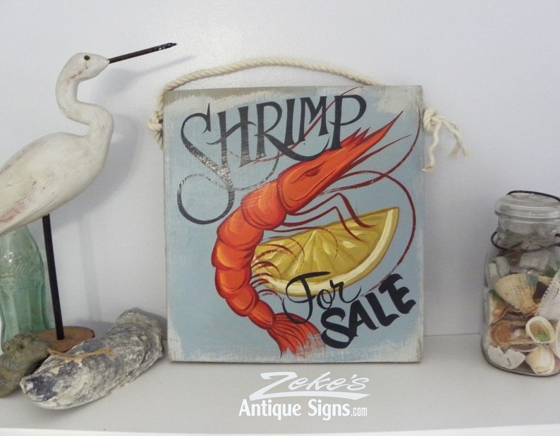 Shrimp Sign Hand Lettered Wooden Sign With Shrimp Art. | Etsy