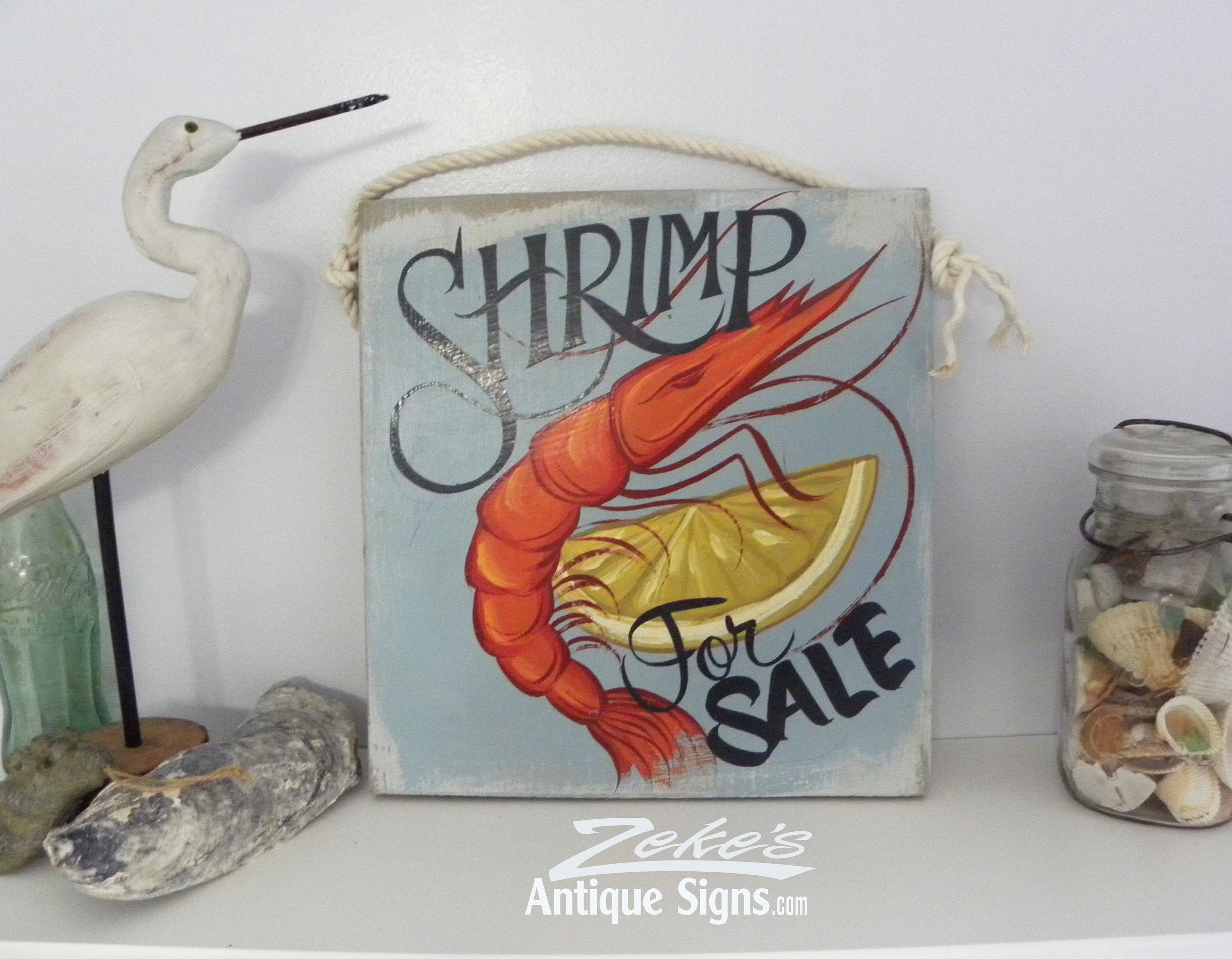 Shrimp Sign Hand Lettered Wooden Sign With Shrimp Art. | Etsy