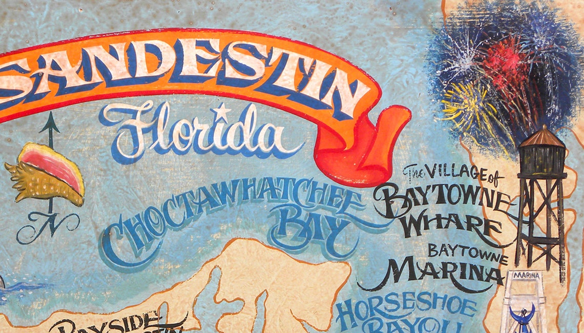 Sandestin Florida Beach Map PRINT . Beach Decor Gulfside - Etsy