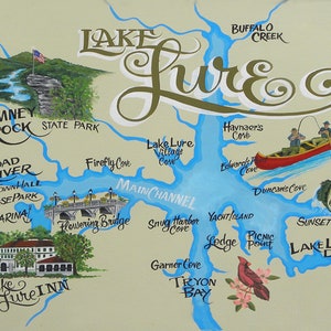Lake Lure Map Print | Lake Lure Wall Decor | North Carolina Art | NC ...