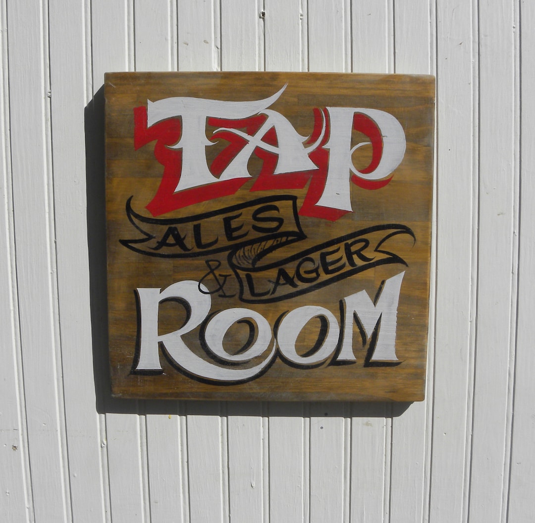 Tap Room Sign Original Wooden Sign. Art, Hand Painted | Bar Decor | Man ...