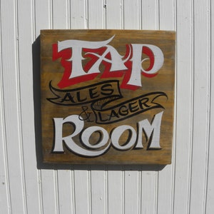 Tap Room Sign Original Wooden Sign. Art, Hand Painted | Bar Decor | Man ...