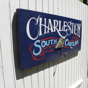 Charleston South Carolina Sign Hand Painted Decorative Seashell Metal ...