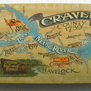 Craven County North Carolina Map Sign | Hand Painted Original Wooden ...