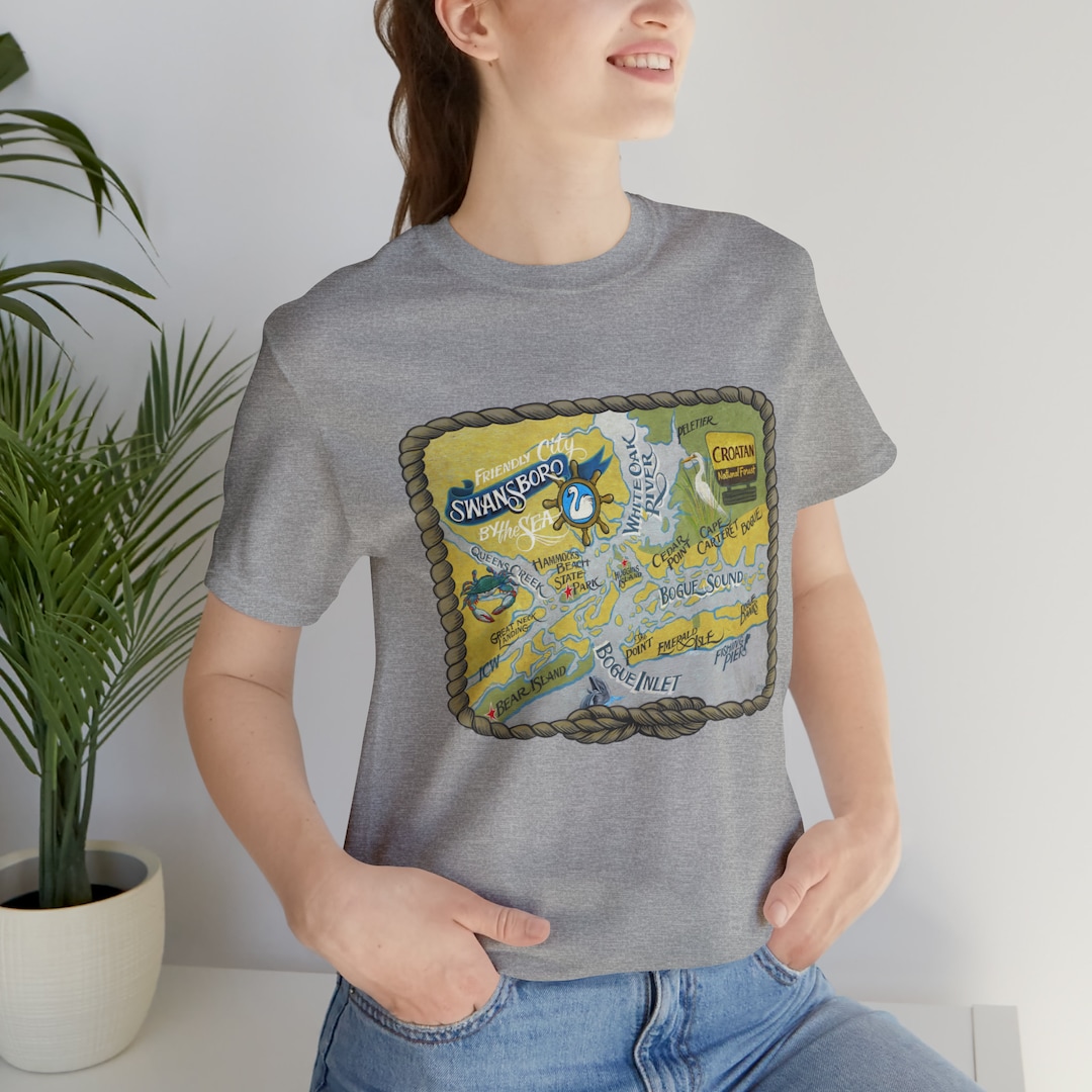 Swansboro North Carolina Shirt: Hand-painted Coastal Map Tee - Etsy