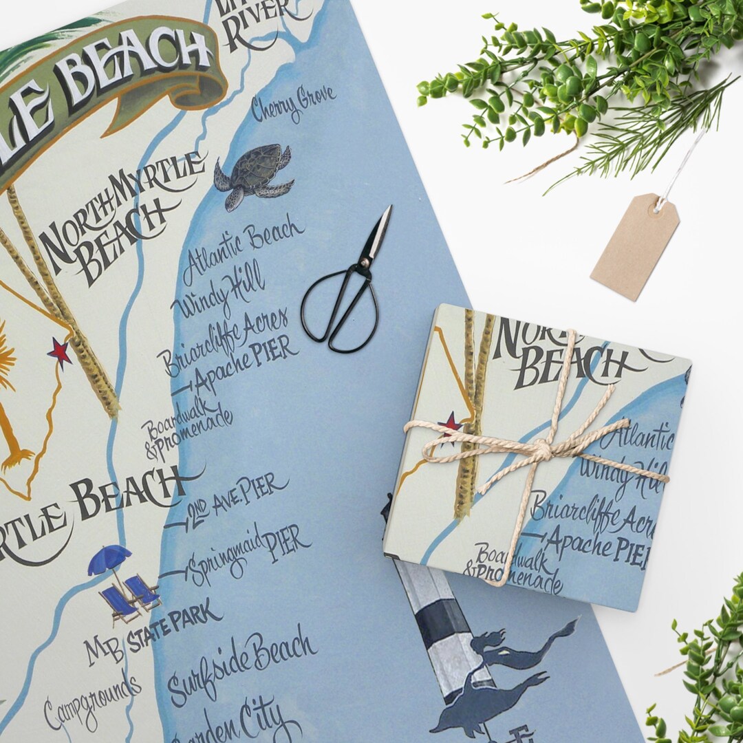 Myrtle Beach Wrapping Paper I South Carolina Wrapping Paper I Holiday ...