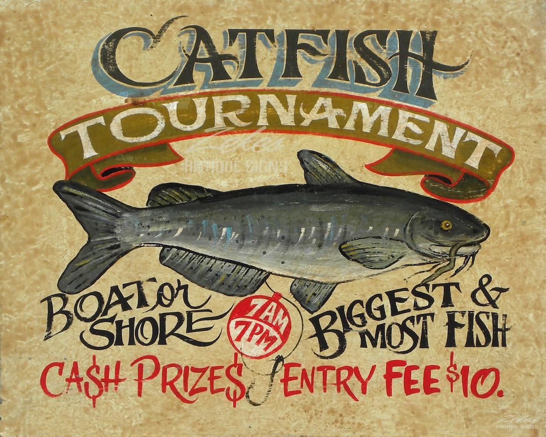 Catfish Fishing Print From an Original Hand Painted and Lettered Sign ...
