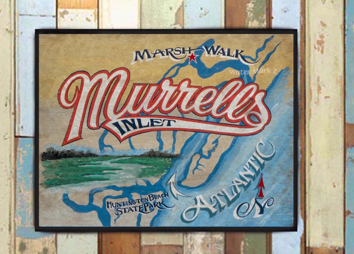 Murrells Inlet South Carolina beach map Print. Print from | Etsy