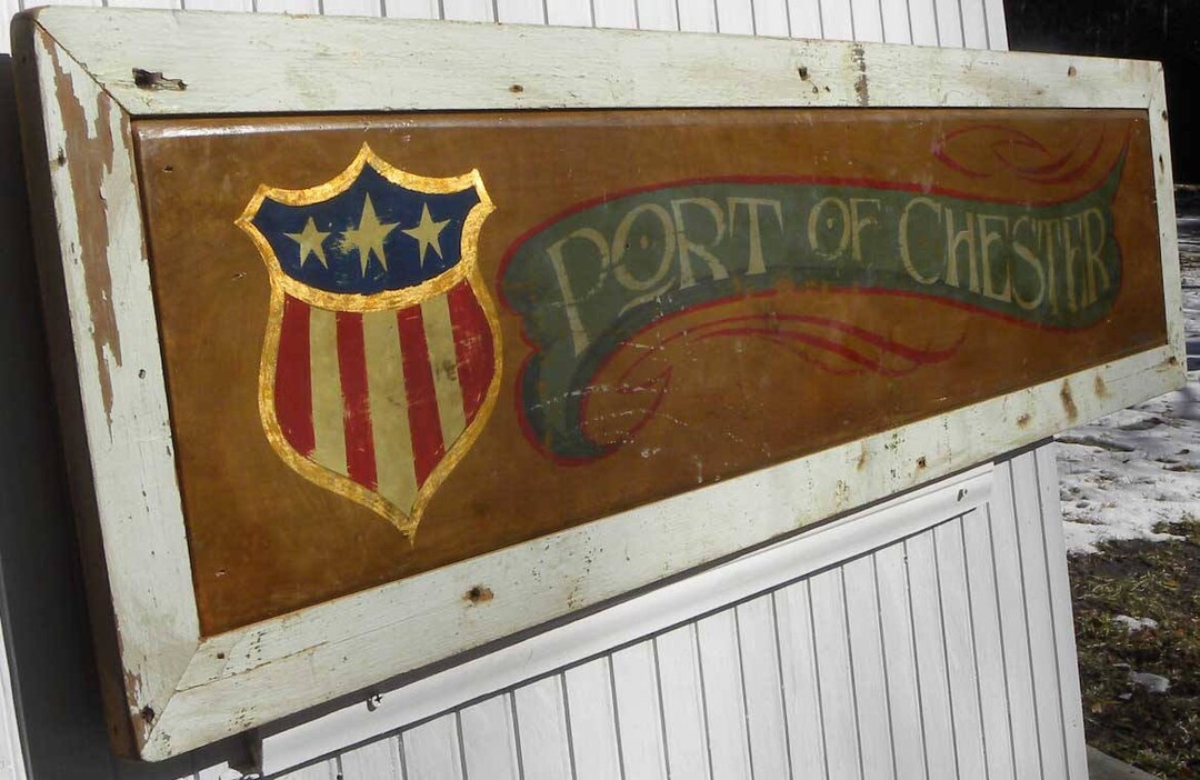 Chester Town Port Hand Painted Sign. USA Shield and Ribbon - Etsy