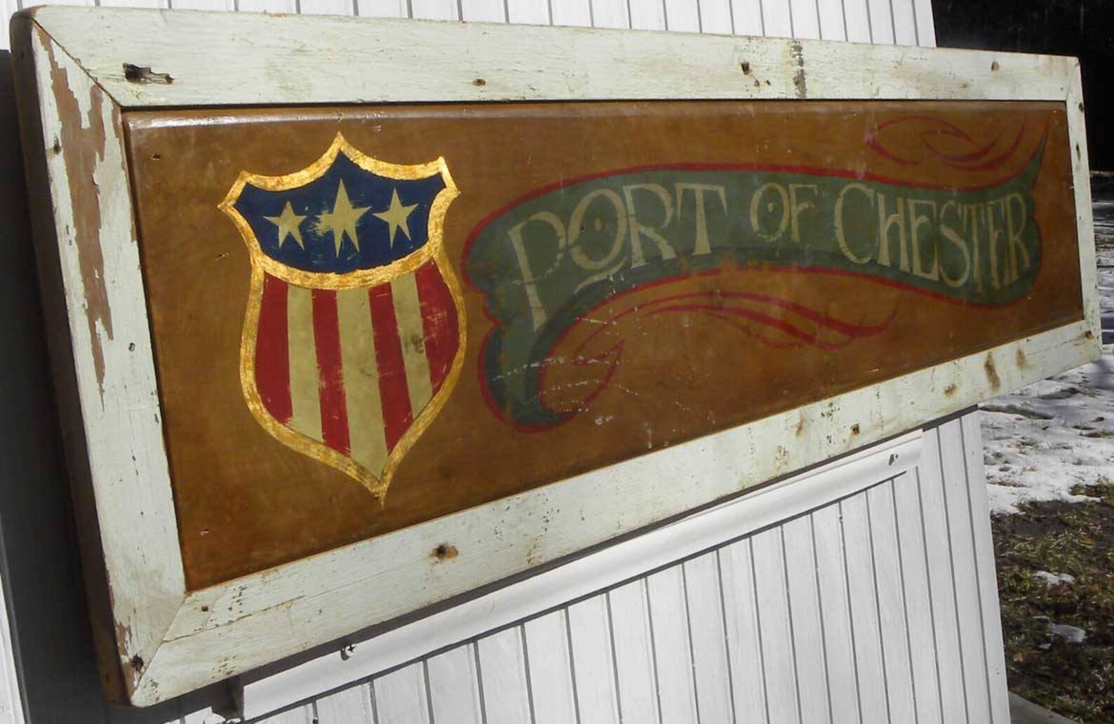 Chester Town Port Hand Painted Sign. USA Shield and Ribbon - Etsy