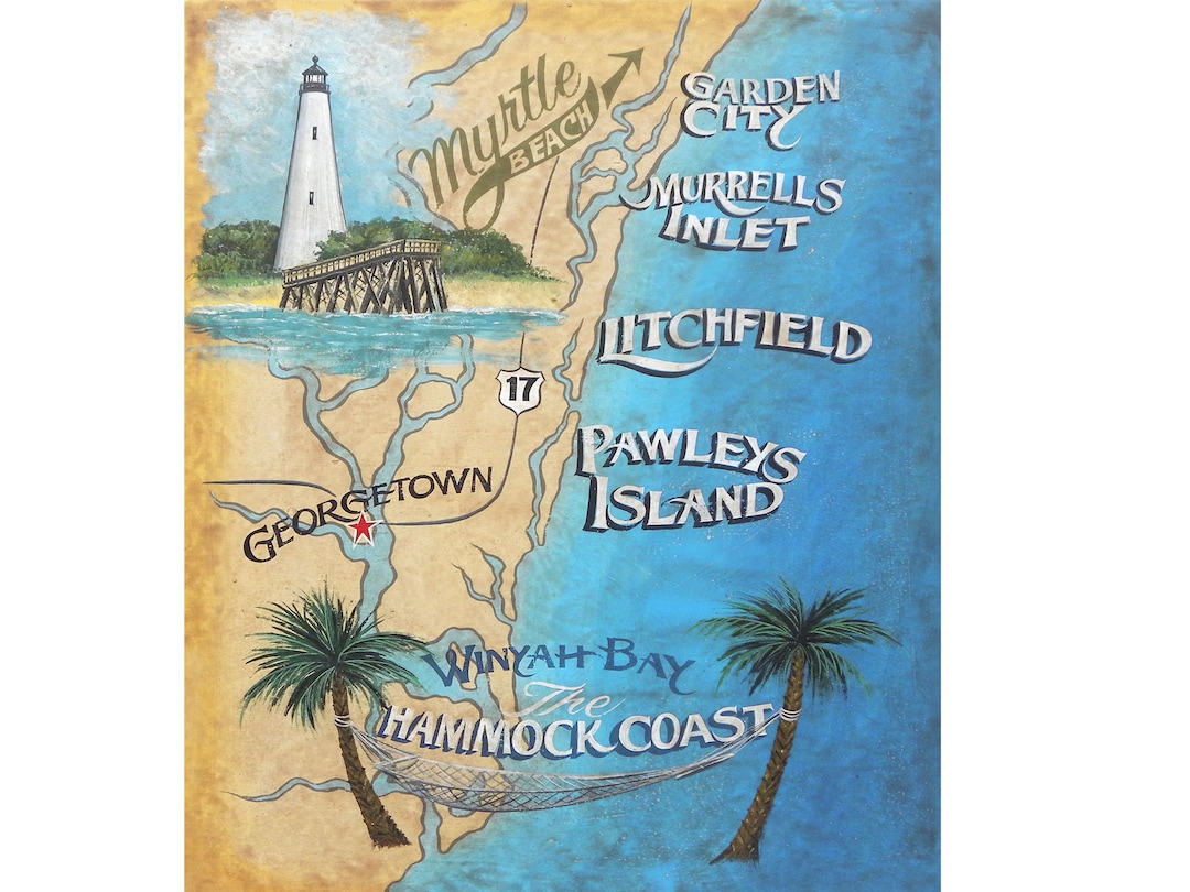Hammock Coast of South Carolina Beach Map Print . Beach House Decor ...