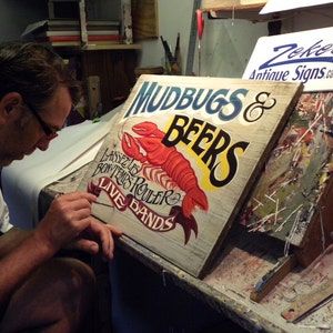 Mudbugs & Beer Art Print: Louisiana Crawfish Sign Painting| Wall Decor ...