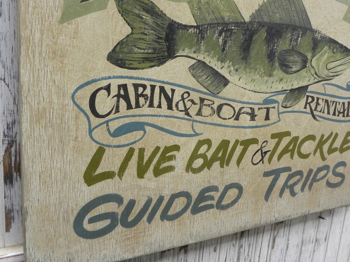 Fishing Sign Original Hand Painted Wood Fish Camp Decor - Etsy