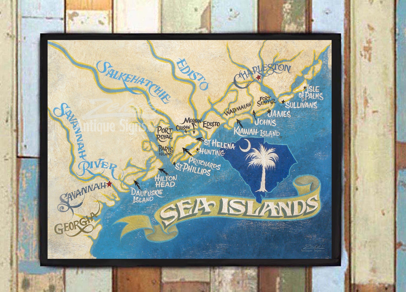 Sea Isles Map Print of South Carolina and Georgia Coastline | Etsy
