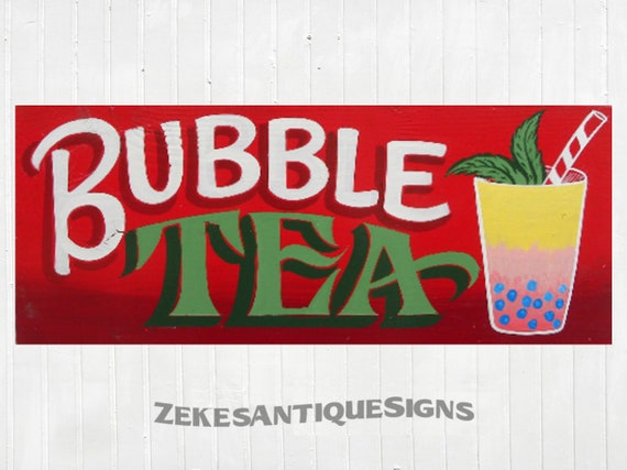 Bubble Tea Sign Hand Painted Wooden Cafe Sign Food Truck | Etsy