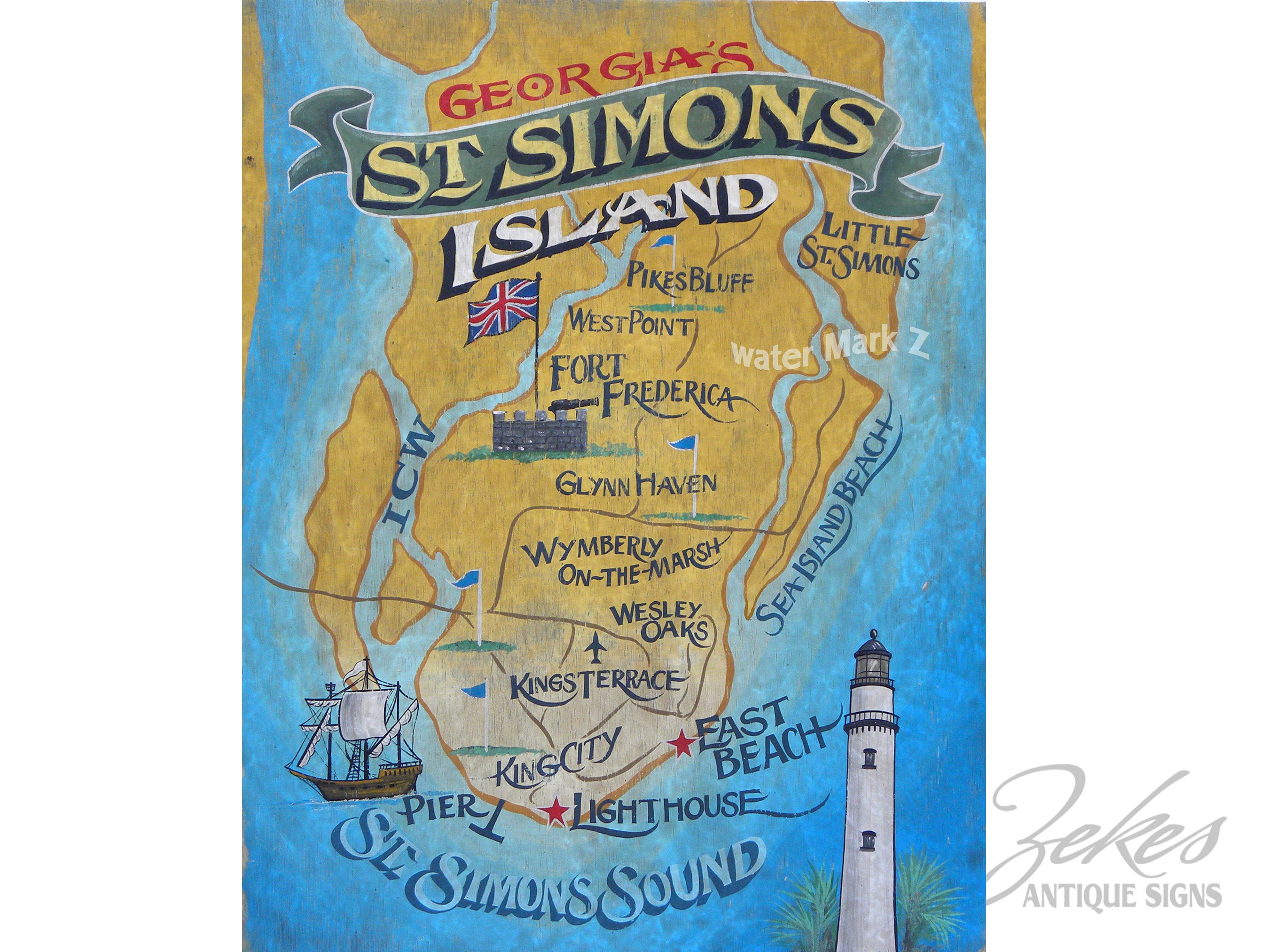 St. Simons Island Map Print Golden Isle Art Beach Decor Map - Etsy