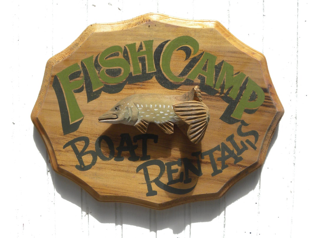 Fish Camp Sign Hand Painted Wood Sign Wooden Fish Art 3D - Etsy