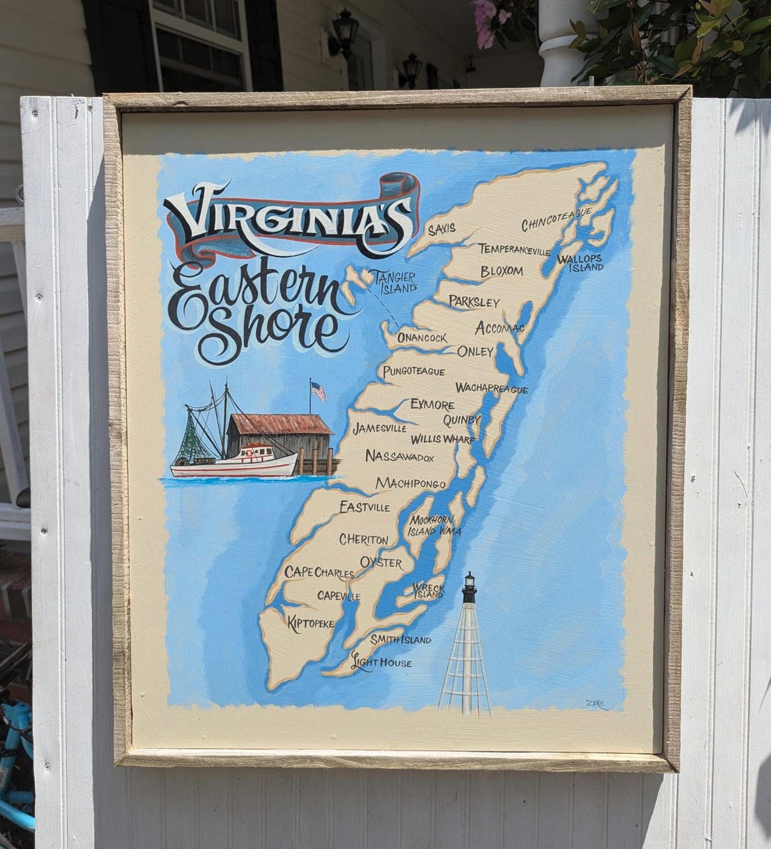 Virginia Eastern Shore Map Art |hand Painted Original Art on Wood ...