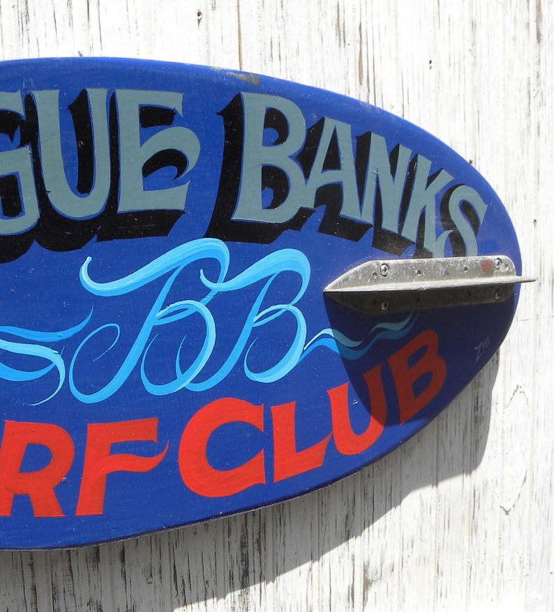 Surfboard Shaped Sign Bogue Banks Surf Club. Hand Lettered and - Etsy