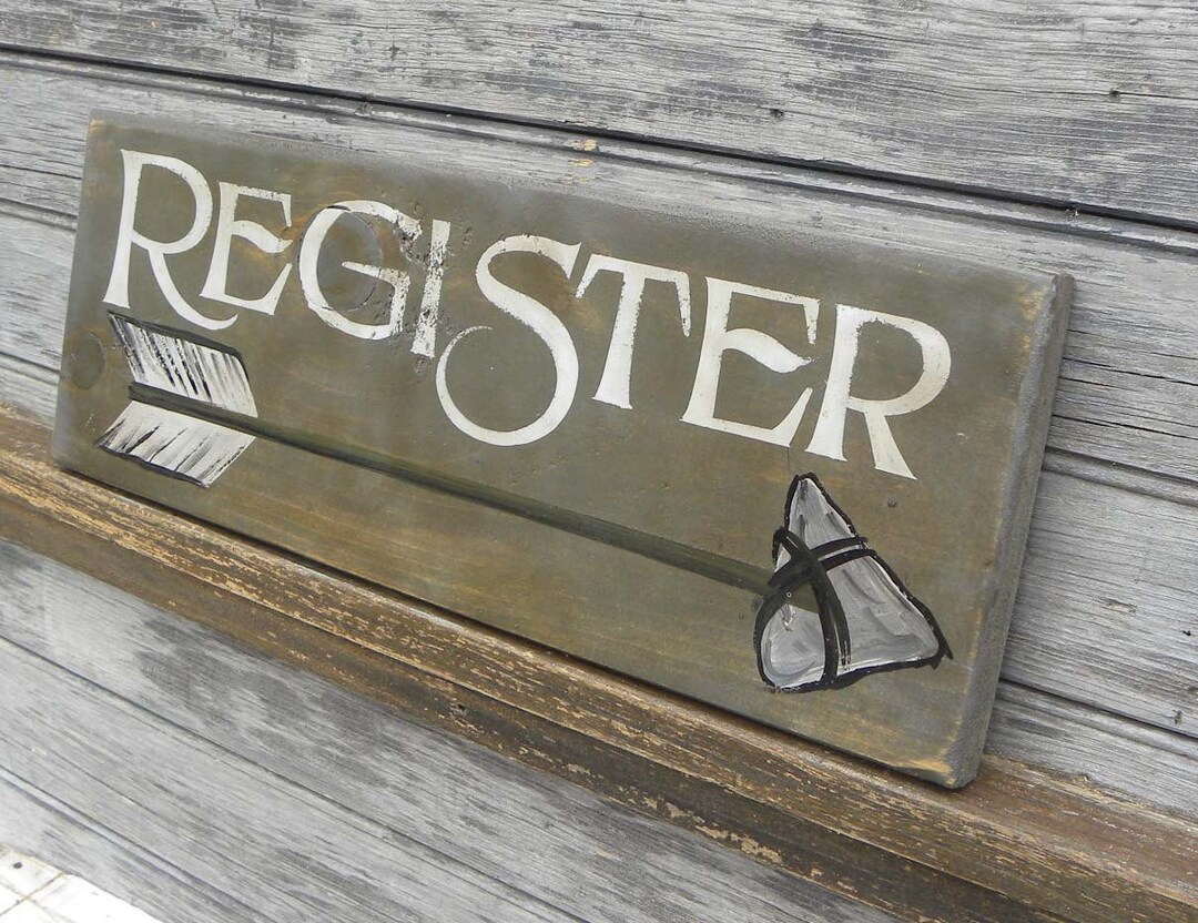 Register Arrow Sign, A Wooden Hand Lettered Original Sign. Great ...