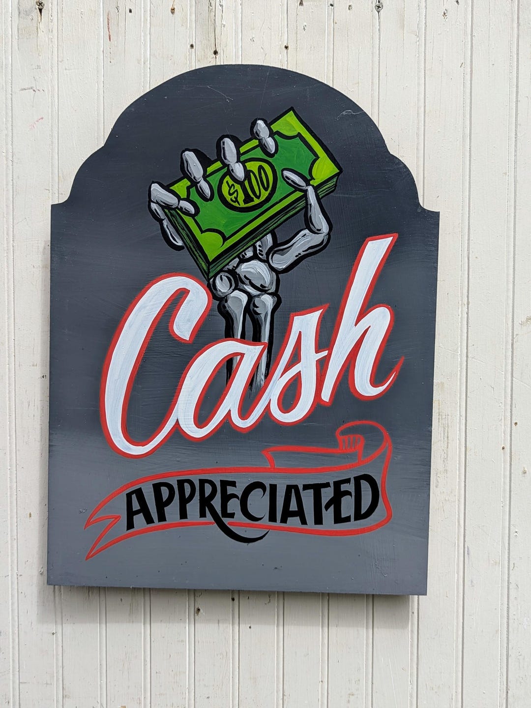 Cash Appreciated Tip Sign | Original Hand Lettered Wooden Sign| Tattoo ...