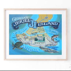 Jekyll Island Map Print Georgia Beach House Decor-travel Map Art ...