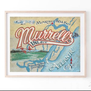 Murrells Inlet South Carolina Beach Map Print. Great Beach - Etsy