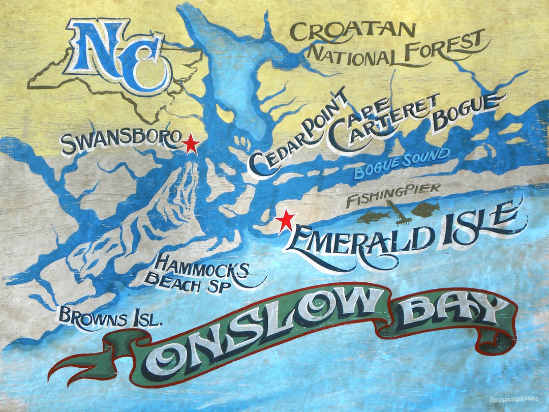 Onslow Bay NC & Crystal Coast Print | Beach House Decor | North ...