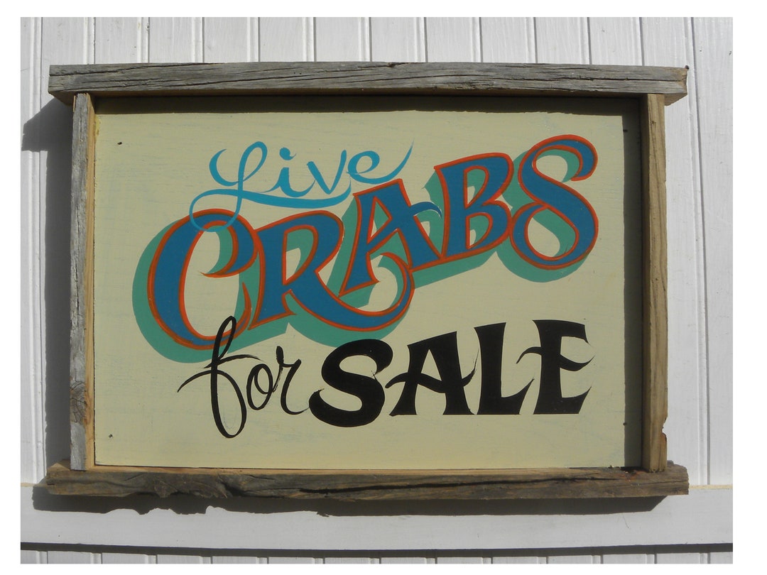 Crab Sign, Original Hand Painted Art & Lettering |live Crabs for Sale ...