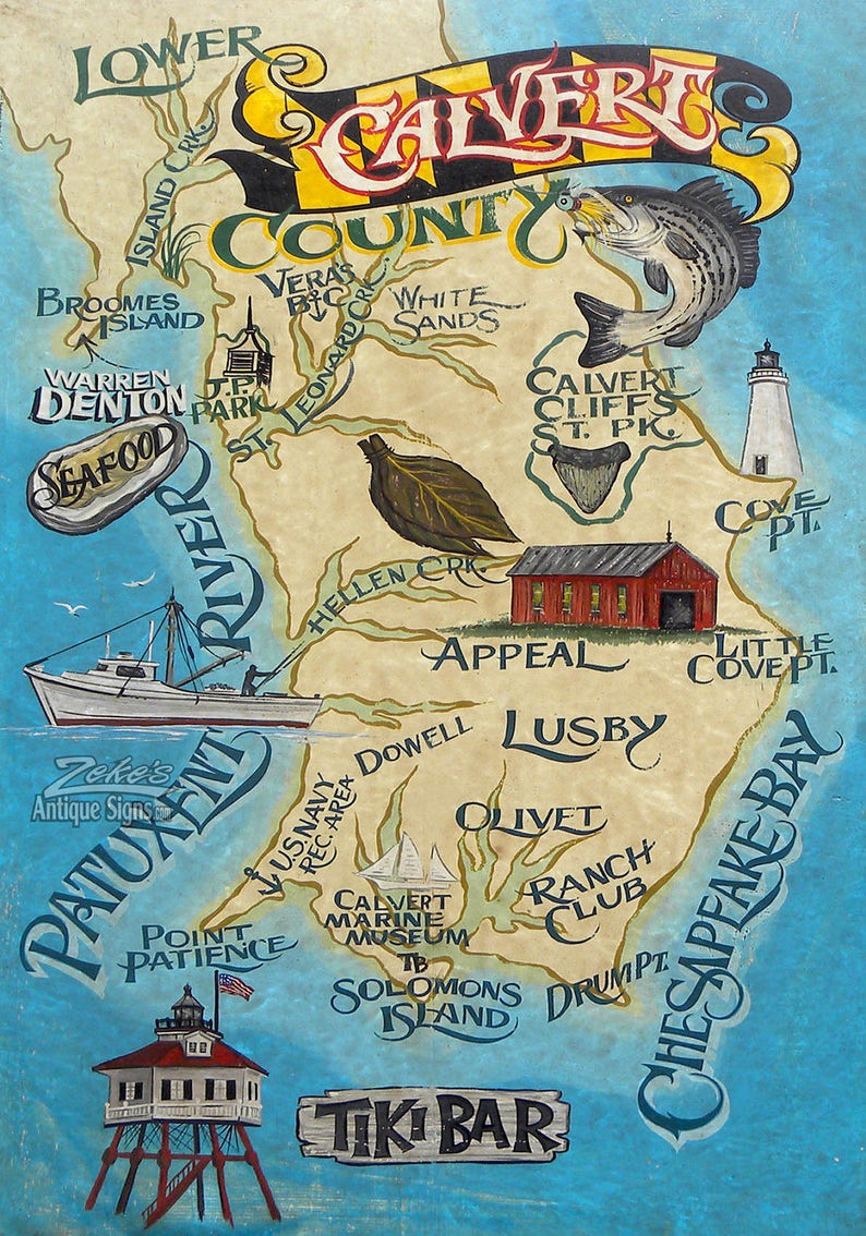 Calvert County Maryland Print from an original hand painted | Etsy