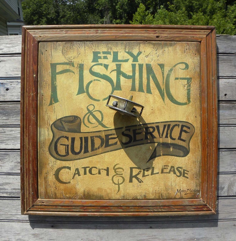 Fishing Sign Original Hand Painted Wood Fish Camp Decor | Etsy