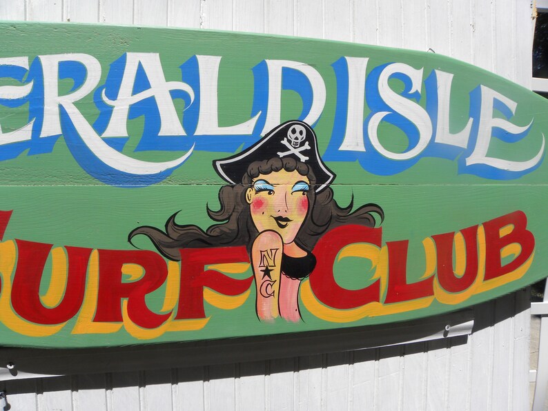 Surfboard Shaped Sign Bogue Banks Surf Club. Hand Lettered and - Etsy