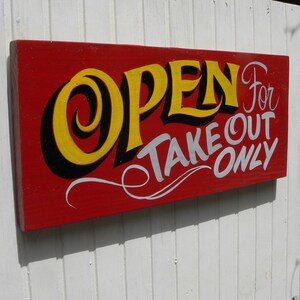 Open Take Out Sign, Hand Painted, Wooden Sign - Etsy