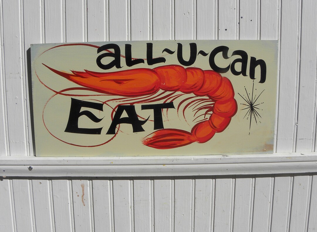 Shrimp Sign, Hand Lettered Wooden Sign With Shrimp Art. Business Sign ...
