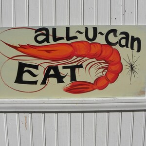 Shrimp Sign, Hand Lettered Wooden Sign With Shrimp Art. Business Sign ...