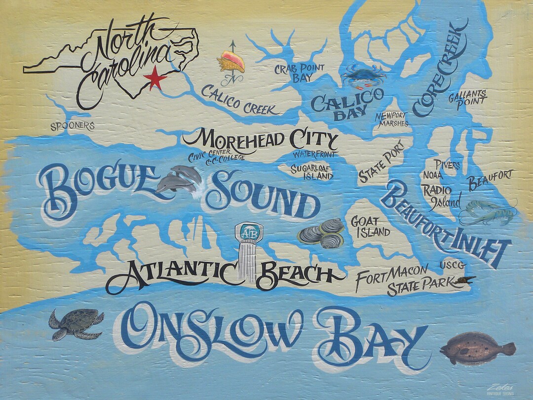 Morehead City Map Print North Carolina Art Print Gifts for - Etsy