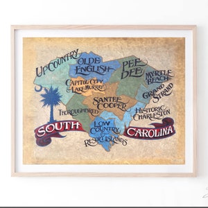 Art Print South Carolina State Map Print South Carolina - Etsy