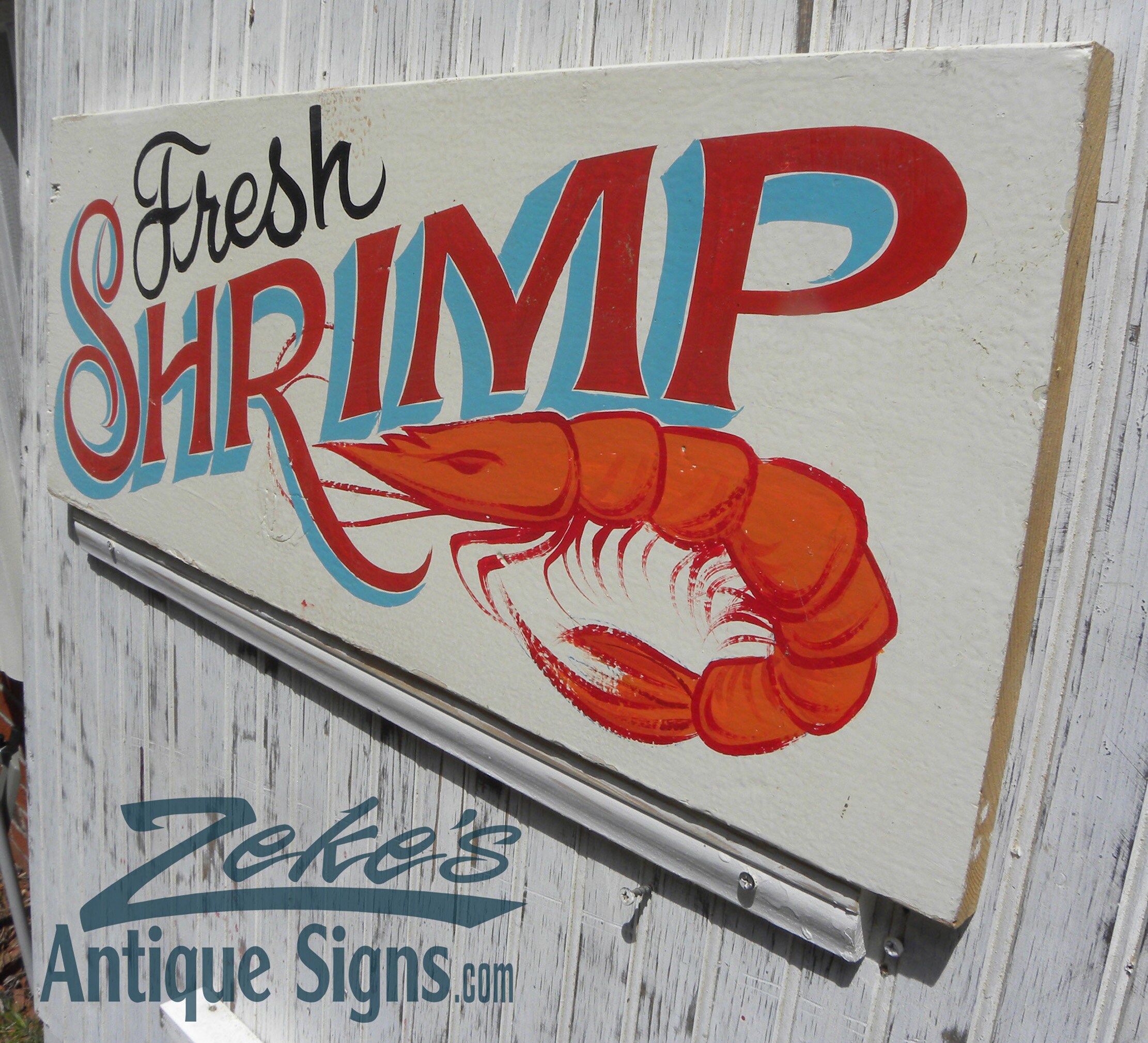 Shrimp Sign Hand Lettered Wooden Sign With Shrimp Art. | Etsy