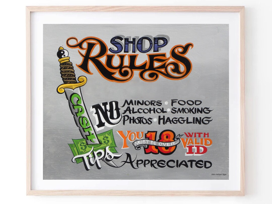 Tattoo Shop Rules Policy Print | Tattoo Shop Sign I Tattoo Shop Decor I ...