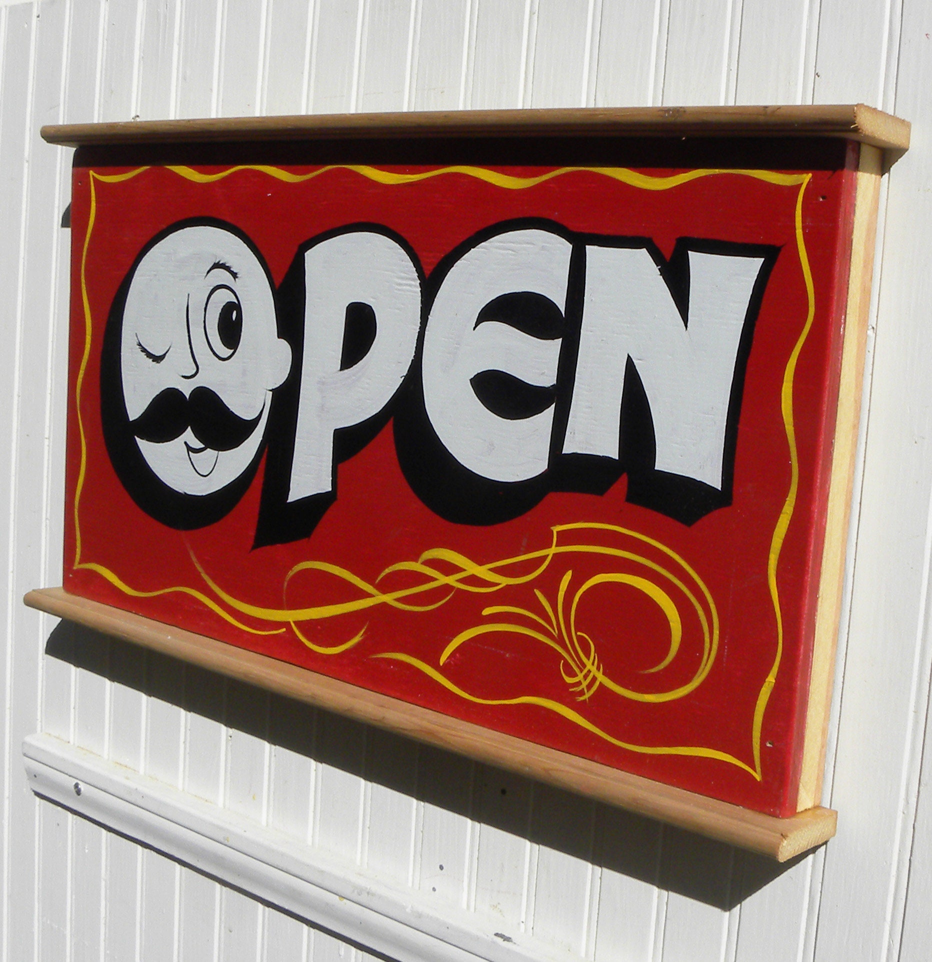 OPEN Sign on Wood. Directional Signs for Restaurant, Food Truck or Deli ...