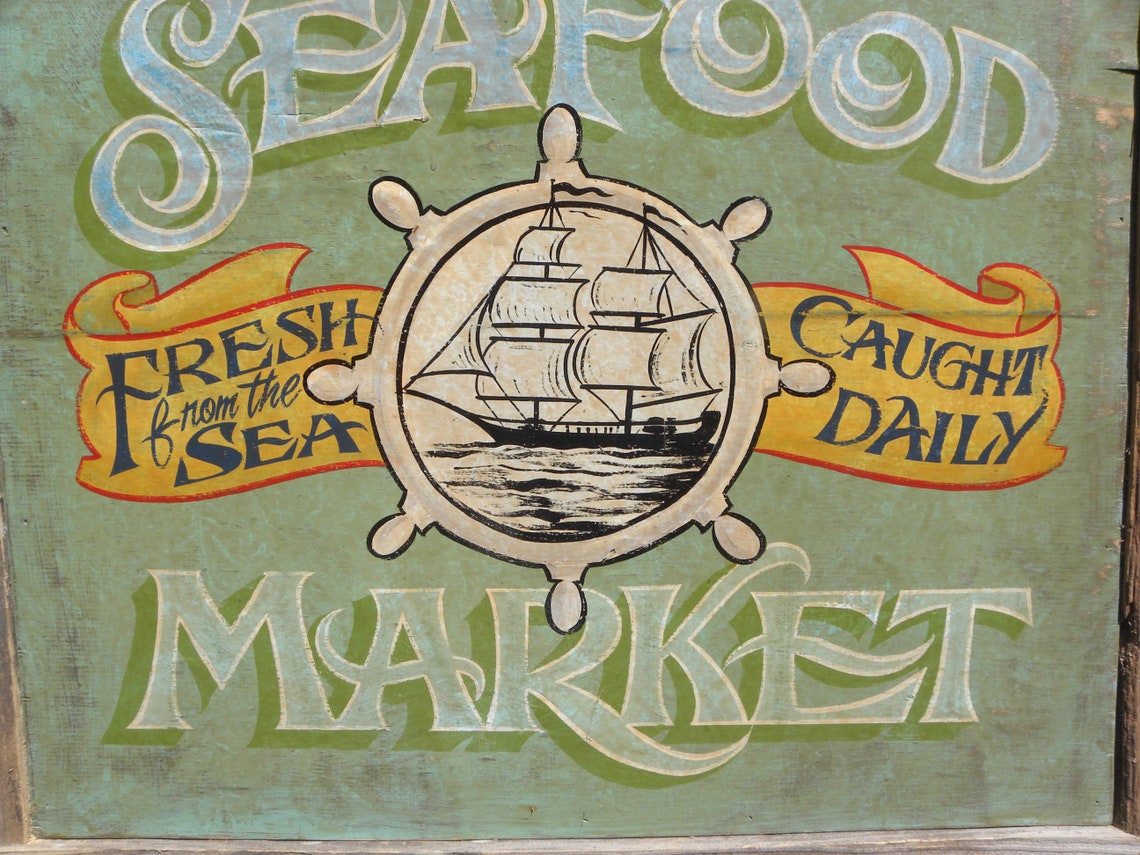 Seafood Market Sign Original Hand Painted . Great Seafood - Etsy