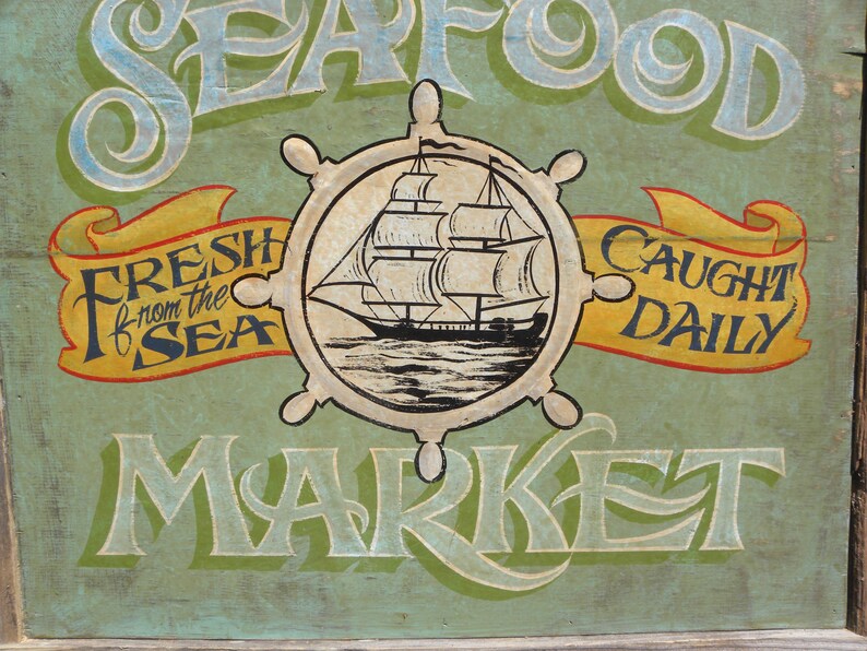 Seafood Market Sign Original Hand Painted . Great Seafood - Etsy