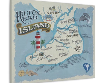 Hilton Head Map / Art Print South Carolina / Wall Decor / Coastal Art ...