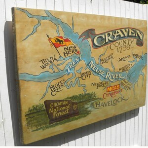 Craven County North Carolina Map Sign | Hand Painted Original Wooden ...