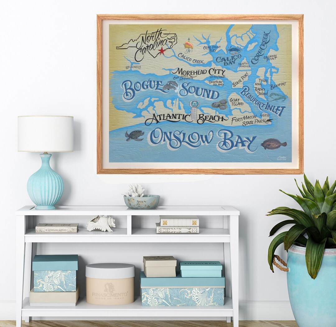Morehead City Map Print North Carolina Art Print Gifts for Him Gifts ...